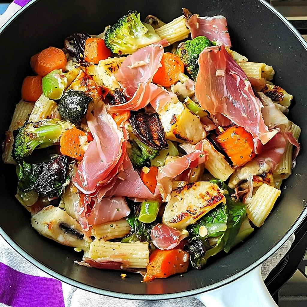 Grilled Vegetable & Prosciutto Pasta